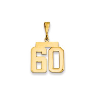 the black bow 14k yellow gold, medium polished number 60 pendant