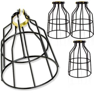 newhouse lighting wlg1b-4 cage for pendant, lamp holder, ceiling fan light bulb covers vintage open style industrial grade adjustable, 4 count (pack of 1), black