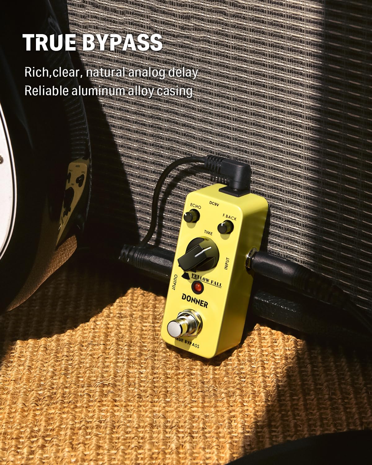 Donner Guitar Delay Pedal for Pedal Boards, Electric Guitar, Yellow Fall Analog Delay Guitar Effect Pedal Vintage Delay True Bypass