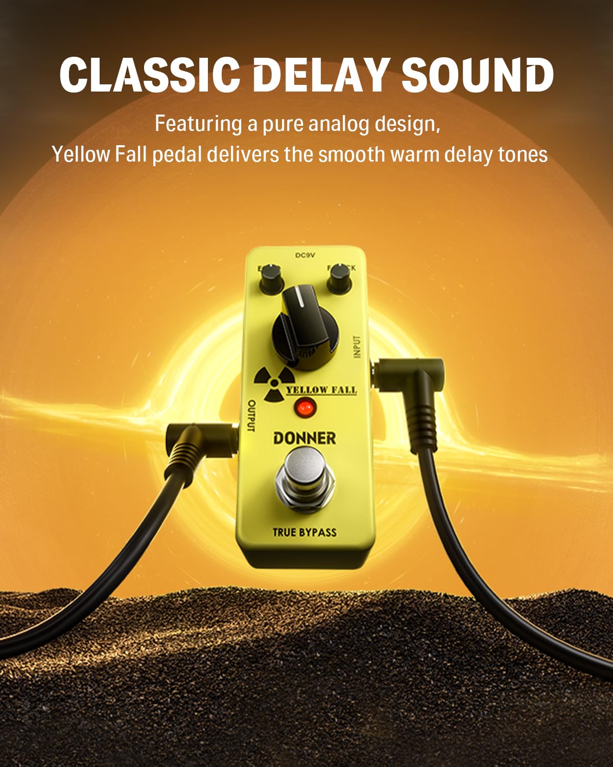 Donner Guitar Delay Pedal for Pedal Boards, Electric Guitar, Yellow Fall Analog Delay Guitar Effect Pedal Vintage Delay True Bypass