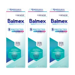 balmex adultadvantage bprotected skin relief healing cream, with zinc oxide barrier cream protection + skinshield soothing botanicals for adult incontinence, adult rash and bed sores, 3oz (pack of 3)