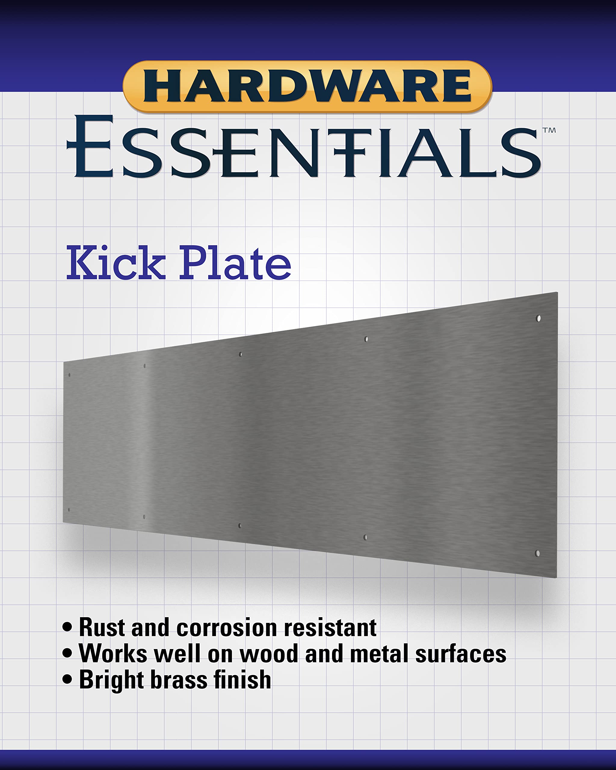 Hardware Essentials 852744 Aluminum Non-Magnetic, Screw-In, Door Kick Plate 8" x 34" Pewter Finish