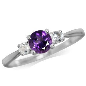 silvershake petite natural african amethyst and white topaz 925 sterling silver ring size 5