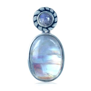 silvershake natural moonstone 925 sterling silver rope pendant