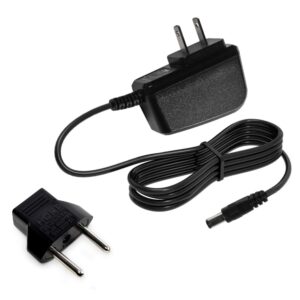 hqrp 9v ac adapter / 9-volt adaptor for jim dunlop kirk hammett signature cry baby wah wah kh95 / slash cry baby classic wah wah sc95 guitar effects pedals, power supply cord + euro plug adapter