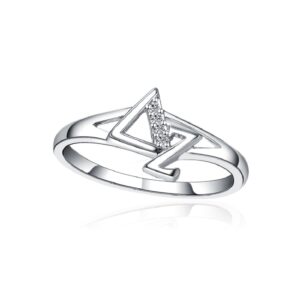 greek star delta zeta diagonal silver ring