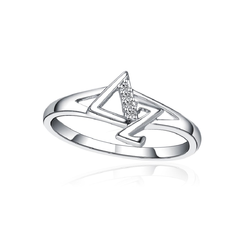 Greek Star Delta Zeta Diagonal Silver Ring