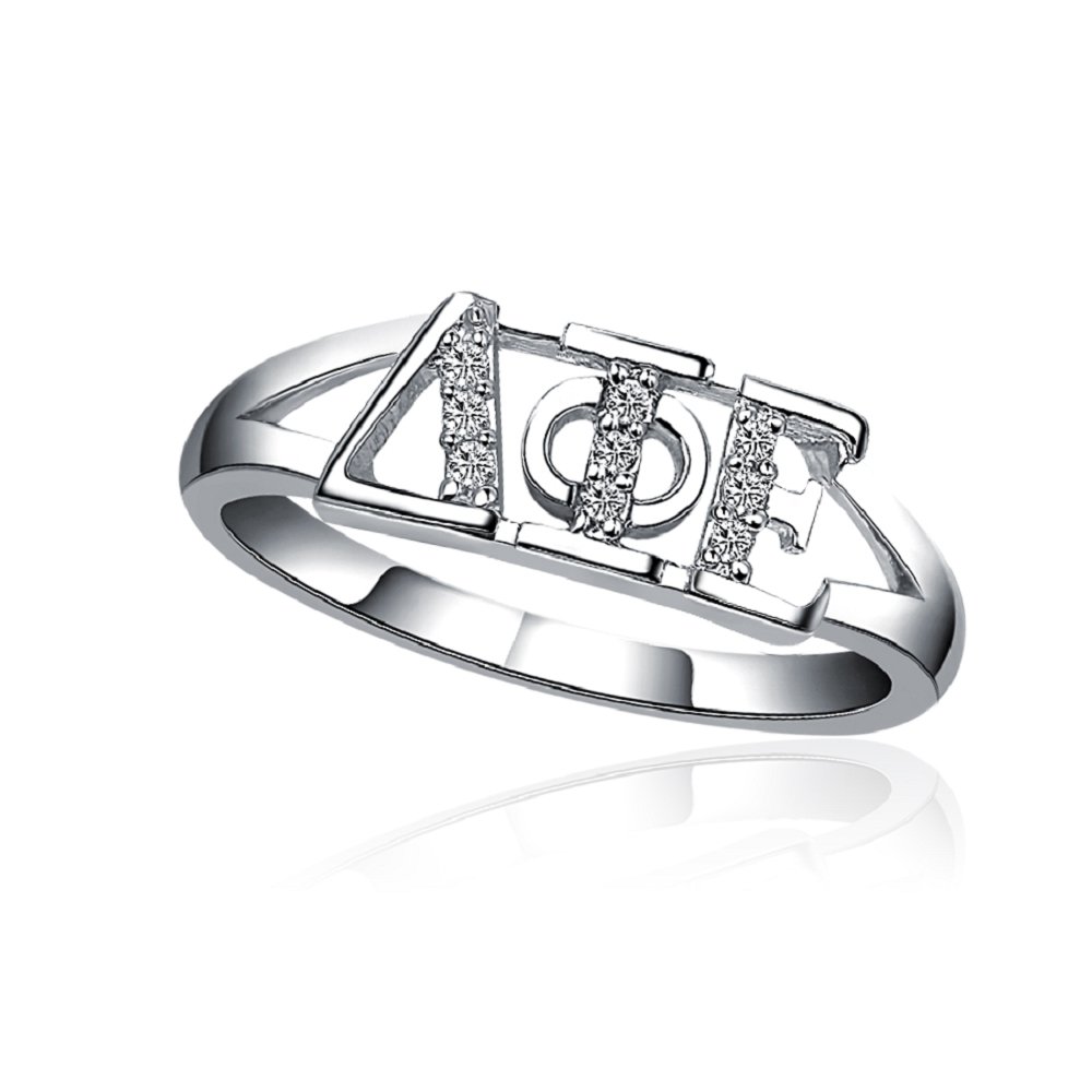 Greek Star Delta Phi Epsilon Horizontal Silver Ring