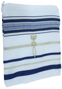 holy land market new covenant prayer shawl, english/hebrew with bag, card and brochure from israel (72 x 24 inch)