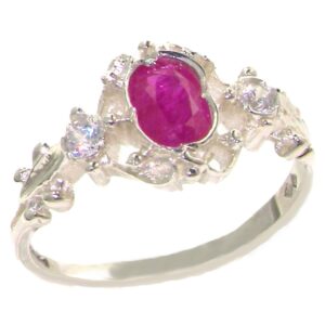 letsbuygold 925 sterling silver cubic zirconia and real genuine ruby womens trilogy ring - size 11