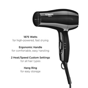 Conair Hair Dryer, 1875W Mid-Size Hair Dryer