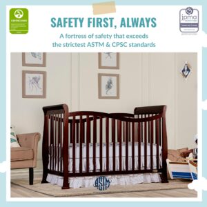 Dream On Me Violet 7-In-1 Convertible Life Style Crib In Espresso, Greenguard Gold Certified, 4 Mattress Height Settings, Made Of Sustainable New Zealand Pinewood