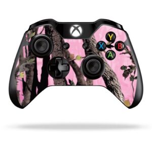 mightyskins skin compatible with microsoft xbox one or one s controller - pink tree camo | protective, durable, and unique vinyl wrap cover | easy to apply, remove | made in the usa