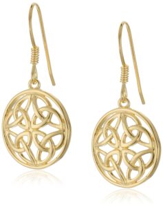 amazon essentials 18k yellow gold plated sterling silver celtic knot round drop earrings ,(previously amazon collection)