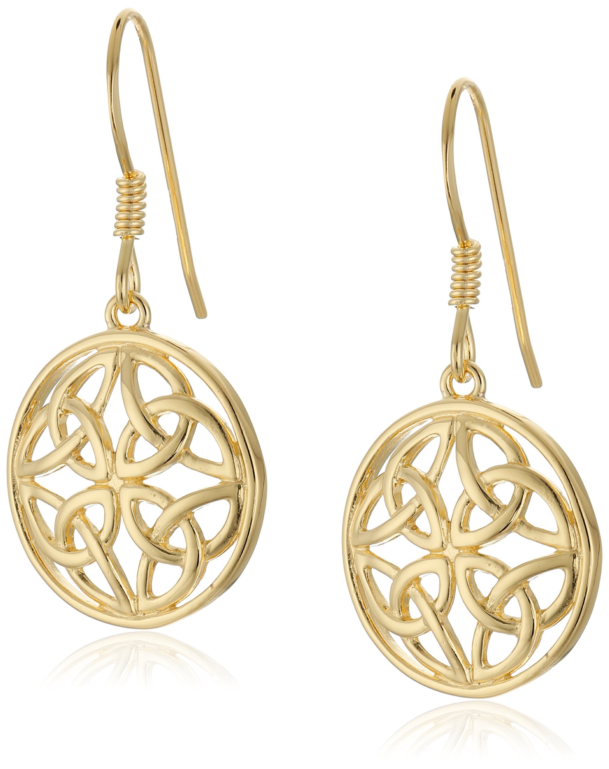 Amazon Essentials 18k Yellow Gold Plated Sterling Silver Celtic Knot Round Drop Earrings ,(previously Amazon Collection)