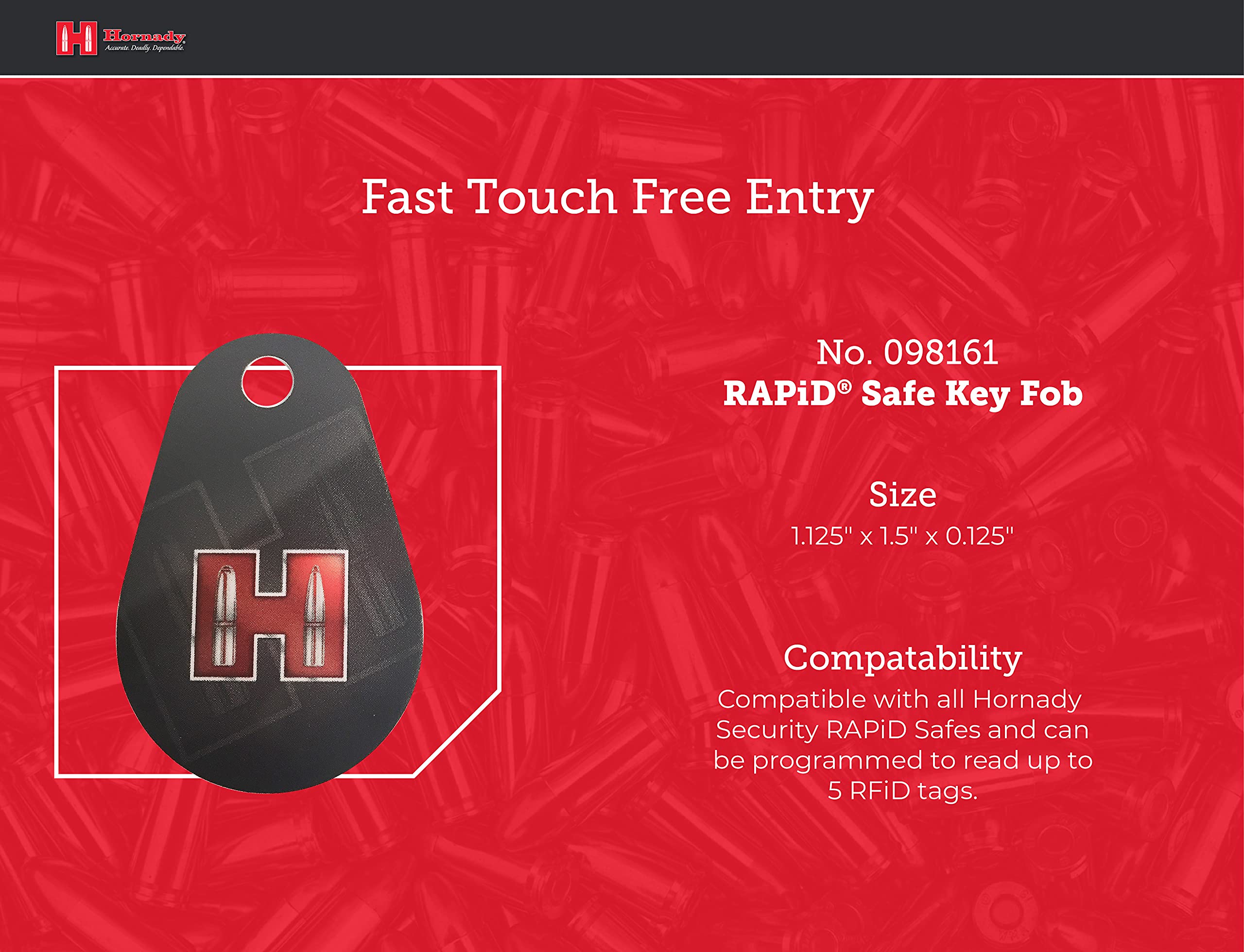 Hornady RAPiD Safe RFID Key Fob, 98161, 2 Pack - Provides Fast, Touch Free Entry to Hornady Rapid Safes in Emergencies - Durable Key Fob Keychain with Hornady Logo and RFID Chip for Instant Access