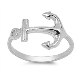 closeoutwarehouse 925 sterling silver anchor ring size 9