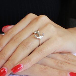 CloseoutWarehouse 925 Sterling Silver Anchor Ring Size 9