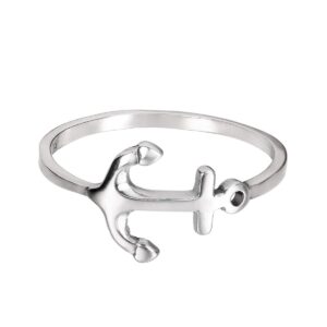 CloseoutWarehouse 925 Sterling Silver Anchor Ring Size 9