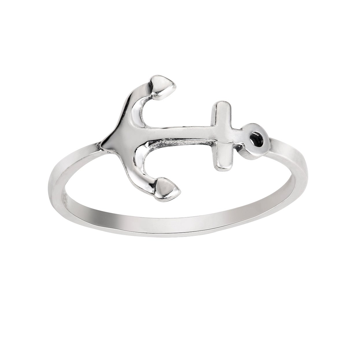 CloseoutWarehouse 925 Sterling Silver Anchor Ring Size 9