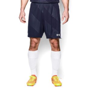 under armour men's fixture soccer shorts, midnight navy (410)/white, small