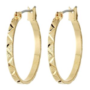 Anne Klein Gold Tone Leaf Hoop Base Earrings