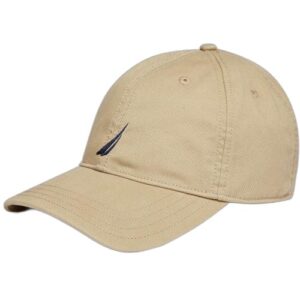 nautica mens classic logo adjustable baseball-cap hat baseball caps, khaki (beige), one size us