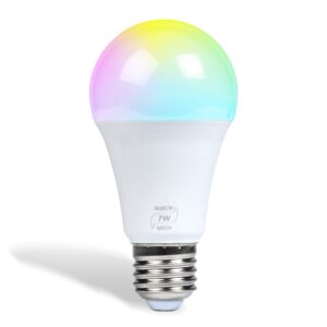 fluxsmart bluetooth light bulb, smart led bulb, dimmable smart bulb, smartphone-controlled hue bulb with 16 million color options, compatible with ios and android devices, 7w, a19, e26 base