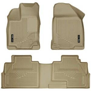 husky liners weatherbeater floor mats | fits 2007 - 2014 ford edge, 2007 - 2015 lincoln mkx | front & 2nd row, 3-pc tan - 99763