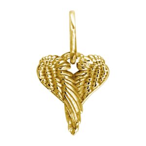 sziro mini angel heart wings, wings of love,12mm in 14k yellow gold