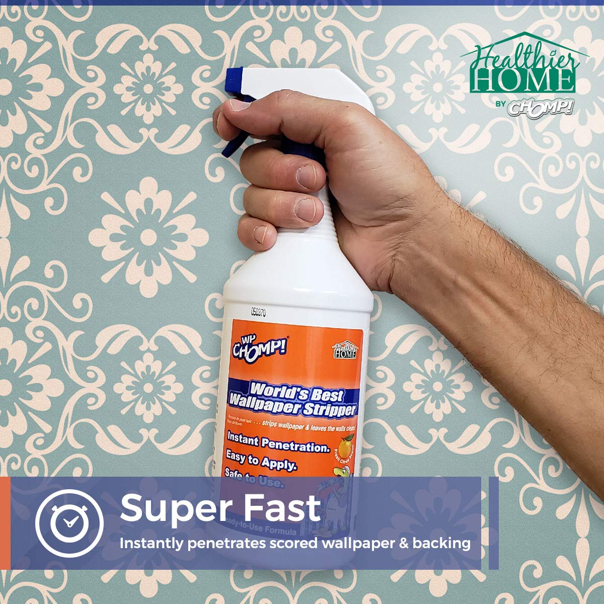 WP Chomp World’s Best Wallpaper Stripper: and Sticky Paste Remover, Citrus Scent 128 Fluid Ounces