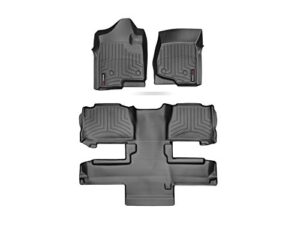 weathertech custom fit floorliners for tahoe, yukon - complete set (1st row, 2nd and row aisle) (440661-442353), black