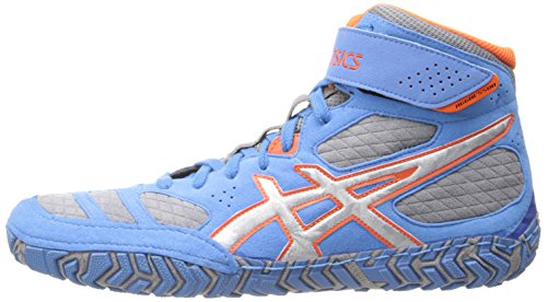 ASICS Men's Aggressor 2 Wrestling Shoe,Dusty Blue/Silver/Red Orange,12 M US