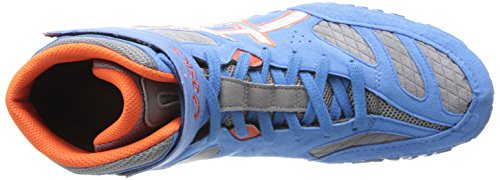 ASICS Men's Aggressor 2 Wrestling Shoe,Dusty Blue/Silver/Red Orange,12 M US