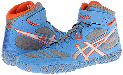 ASICS Men's Aggressor 2 Wrestling Shoe,Dusty Blue/Silver/Red Orange,12 M US