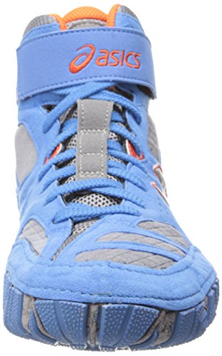 ASICS Men's Aggressor 2 Wrestling Shoe,Dusty Blue/Silver/Red Orange,12 M US