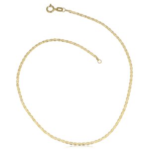 kooljewelry 10k yellow gold flat oval link anklet (1.2mm, 10 inch)