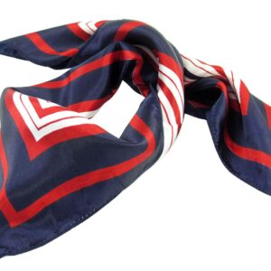 Allegra K Lady Dark Blue Red White Stripe Print Kerchief Square Neck Scarf Wrap 50 x 50cm/ 19.68 x 19.68inches(L*W) Dark Blue Red White