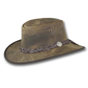 barmah hats foldaway bronco leather hat 1060bl / 1060br / 1060ru (large, rustic)