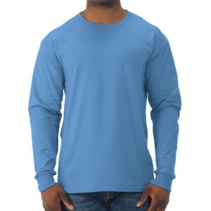 jerzees men's dri-power cotton blend long sleeve tees, moisture wicking, odor protection, upf 30+, sizes s-3x, columbia blue, medium