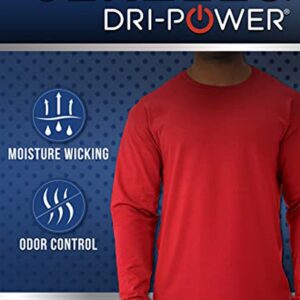 Jerzees Men's Dri-Power Cotton Blend Long Sleeve Tees, Moisture Wicking, Odor Protection, UPF 30+, Sizes S-3X, Columbia Blue, Medium