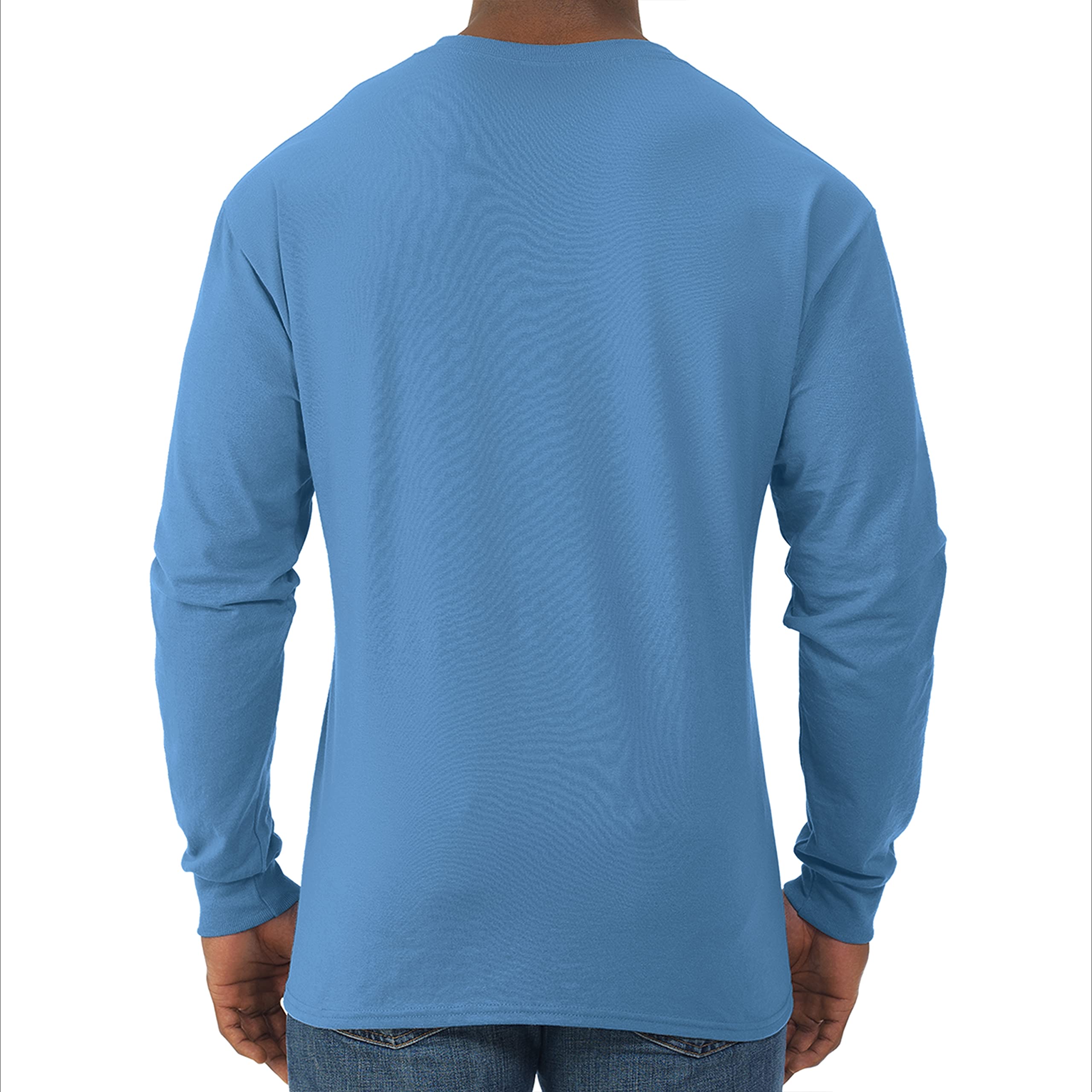 Jerzees Men's Dri-Power Cotton Blend Long Sleeve Tees, Moisture Wicking, Odor Protection, UPF 30+, Sizes S-3X, Columbia Blue, Medium