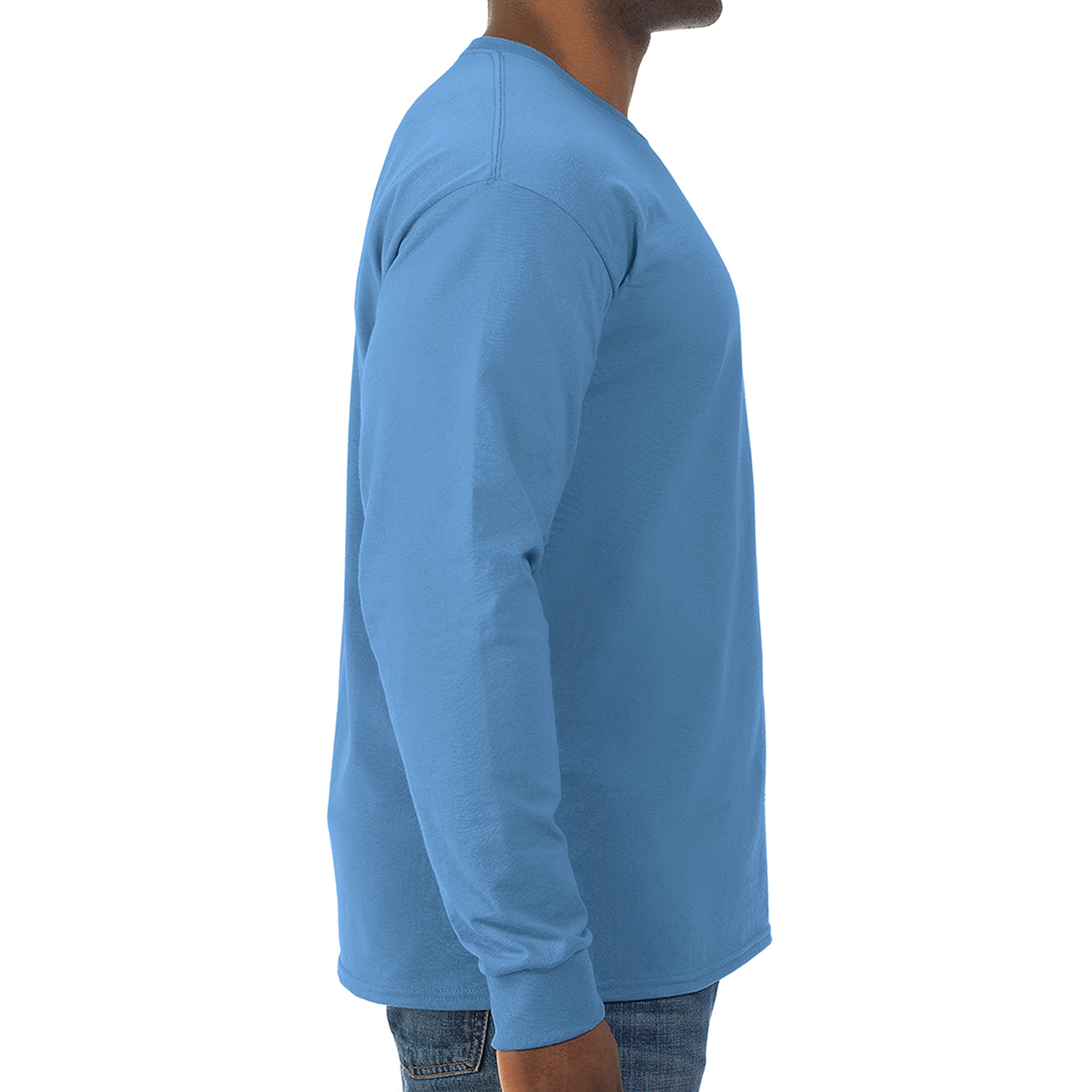 Jerzees Men's Dri-Power Cotton Blend Long Sleeve Tees, Moisture Wicking, Odor Protection, UPF 30+, Sizes S-3X, Columbia Blue, Medium