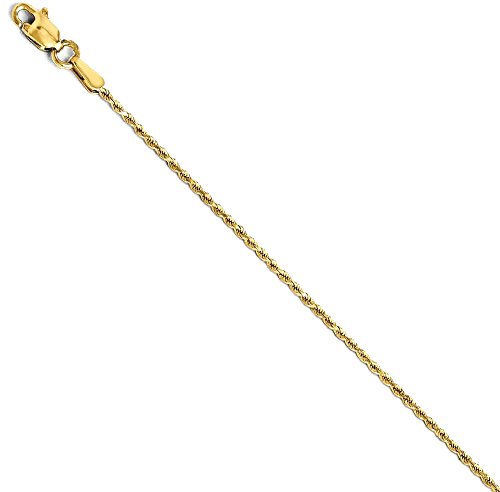 IceCarats 14K Yellow Gold 1.3mm Rope Chain Bracelet 7 inch