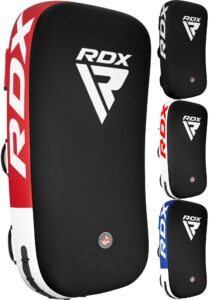 rdx muay thai pad for training, curved kickboxing kicking strike shield, coaching kick boxing, mma, martial arts, karate, taekwondo, punching, foot, knee and elbow target (one pad only)