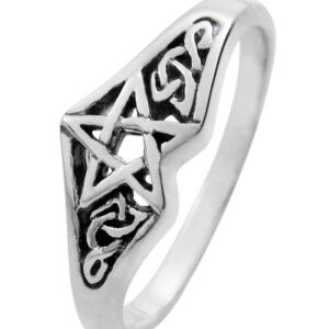 Moonlight Mysteries Sterling Silver Celtic Knot Pentagram Star Ring Size 15