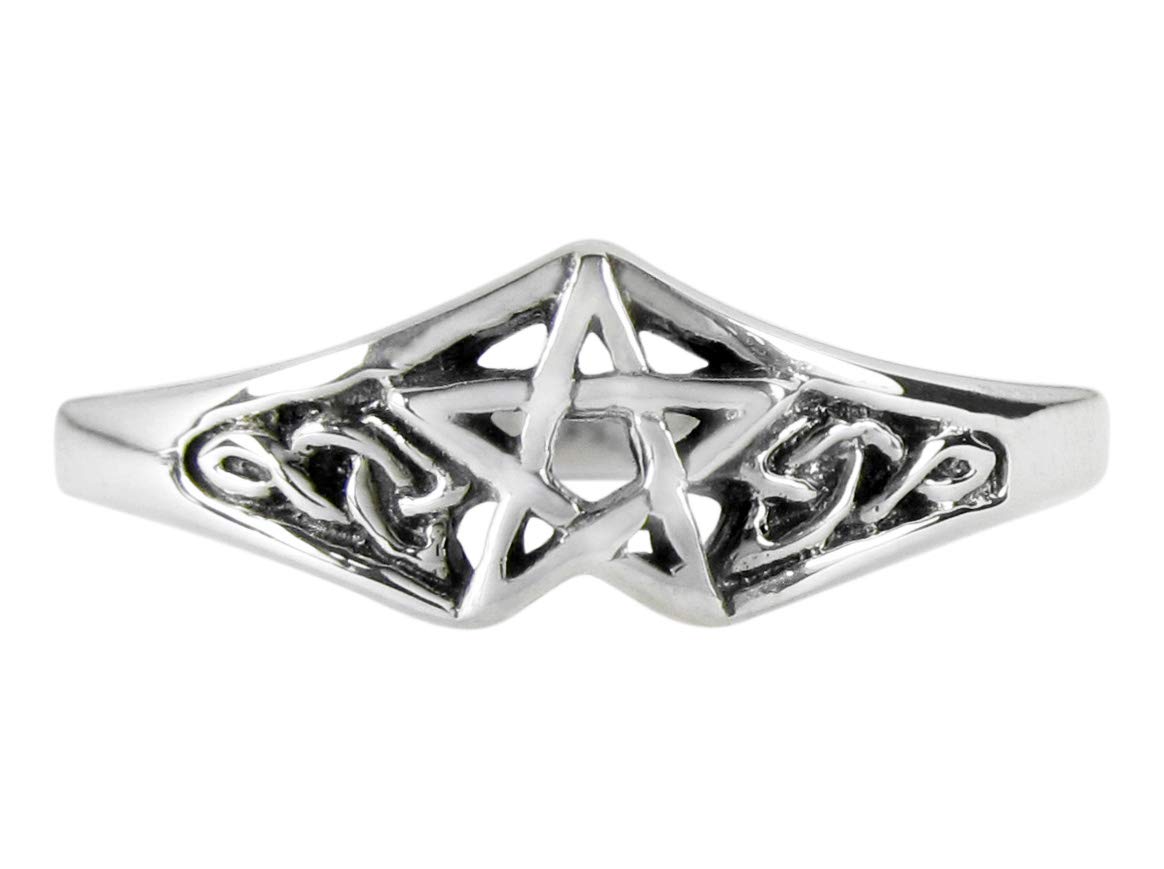 Moonlight Mysteries Sterling Silver Celtic Knot Pentagram Star Ring Size 15