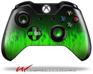 wraptorskinz decal style vinyl skin wrap compatible with xbox one original wireless controller fire green - (controller not included)