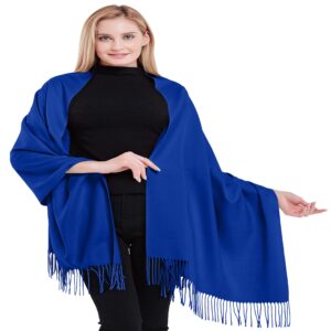 cj apparel royal blue 100% cashmere shawl pashmina scarf wrap stole head wrap face cover hand made in nepal new