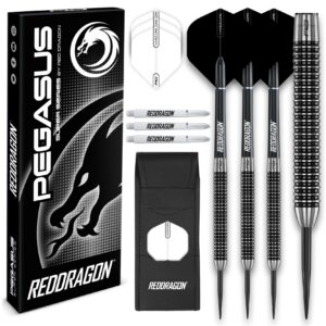 red dragon pegasus tungsten steel darts set - 24 gram - black stems and black flights